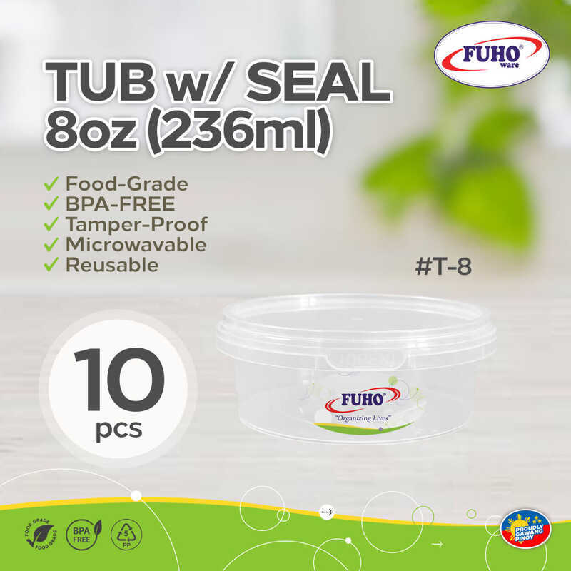 10 Pcs FUHO 8Oz Tub Bucket With Lid #T8 C0a | Shopee Philippines