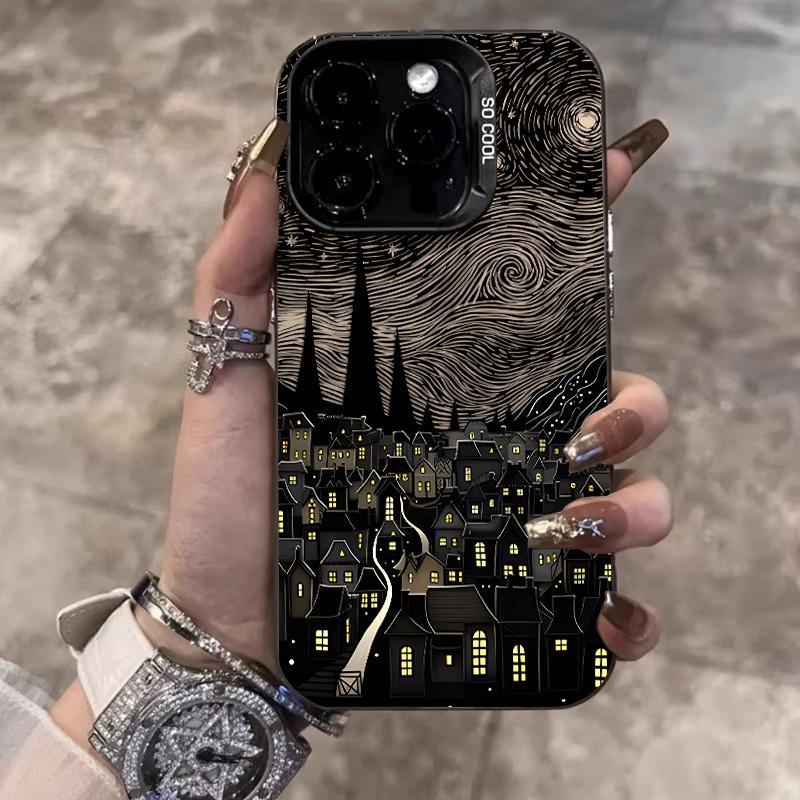 Starry Night Town Case for iPhone 17 16 15 14 13 Pro Max 12Mini 11Pro ...