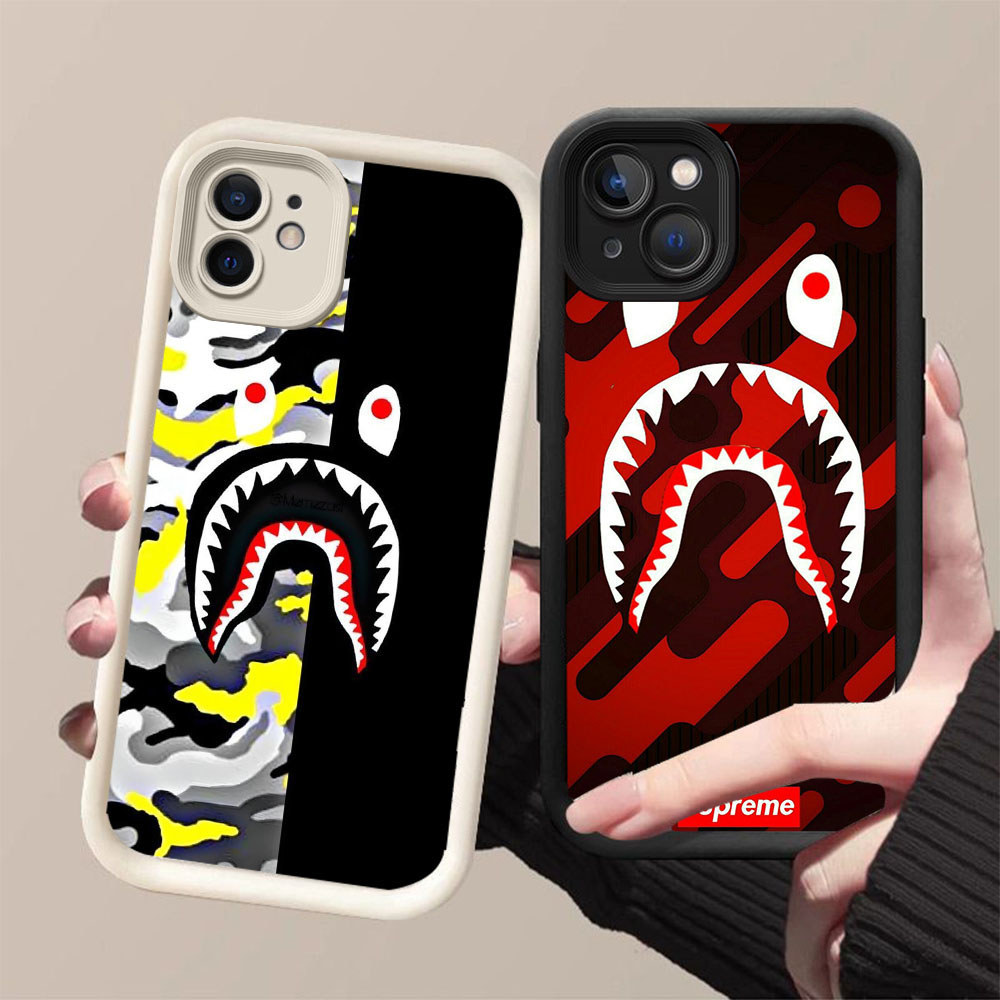 GK-6 Bape Shark Silicone Black White Casing for iphone 13 12 11 Mini ...