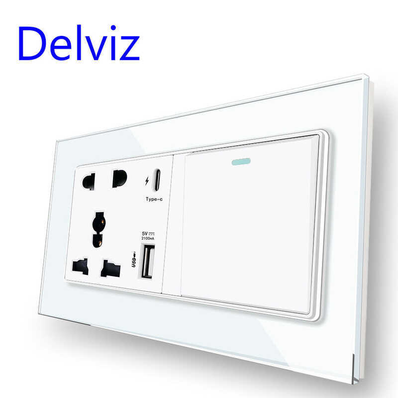 Delviz 16A Wall Light Switch, Type C Interface Socket, 18W 4A Smart ...