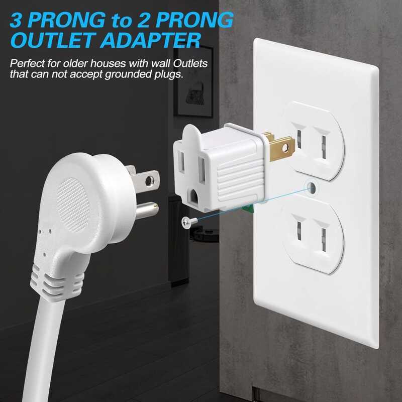 TENINYU Grounded 3-Prong 2-Prong Outlet Converter - 3 To Pin Plug ...