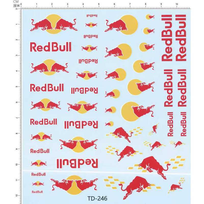 Red Bull Racing Scale Model Car Body Decal DIY Water Sticker Suitable ...