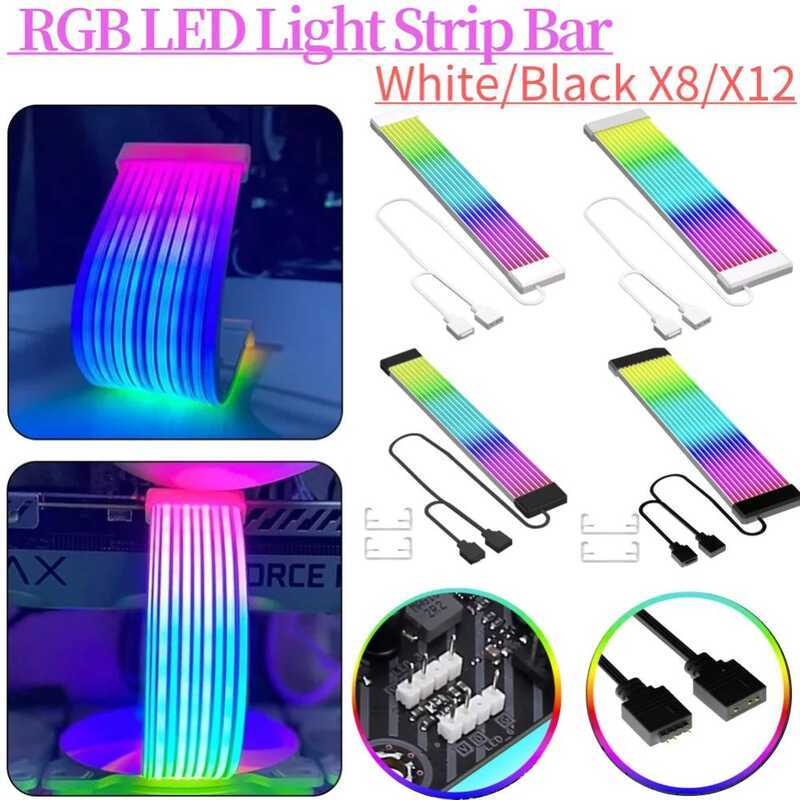5V 3Pin PC RGB GPU Cable 8Pin 24Pin PSU Extensions Flexible LED Strip ...