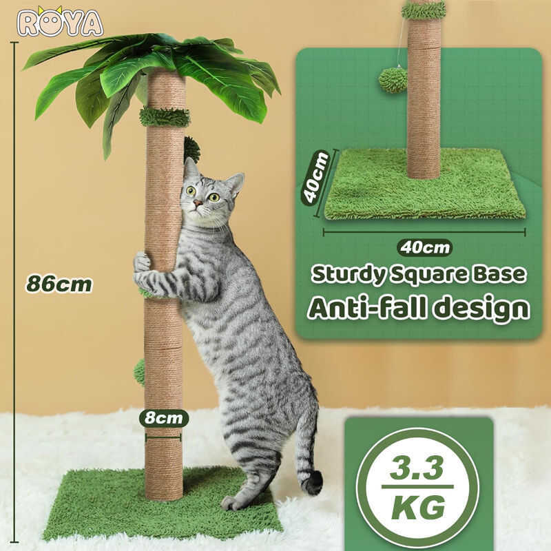 ROYA Tall Cat Tree With Leaves Cat Scratching Post Kitten Cat Scratch ...