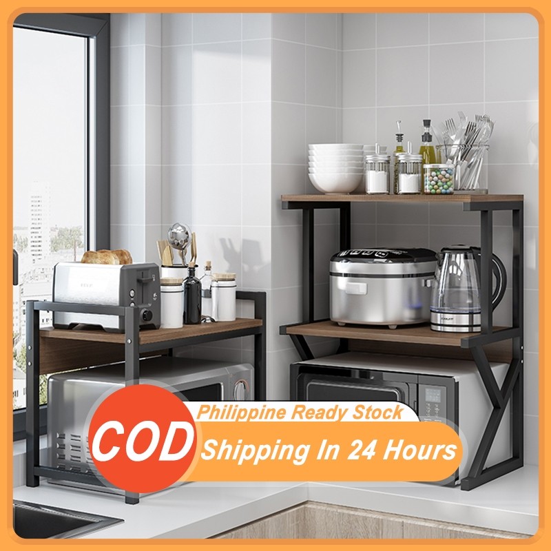 Microwave oven storage rack table Desktop oven rack doublelayer product ...