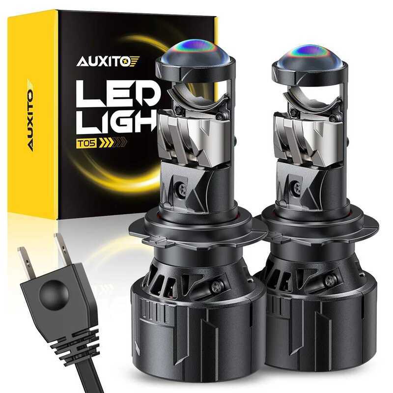 2Pcs AUXITO Mini H7 LED Headlight Lamp H4 LED Projector Lens Bulb Caus ...
