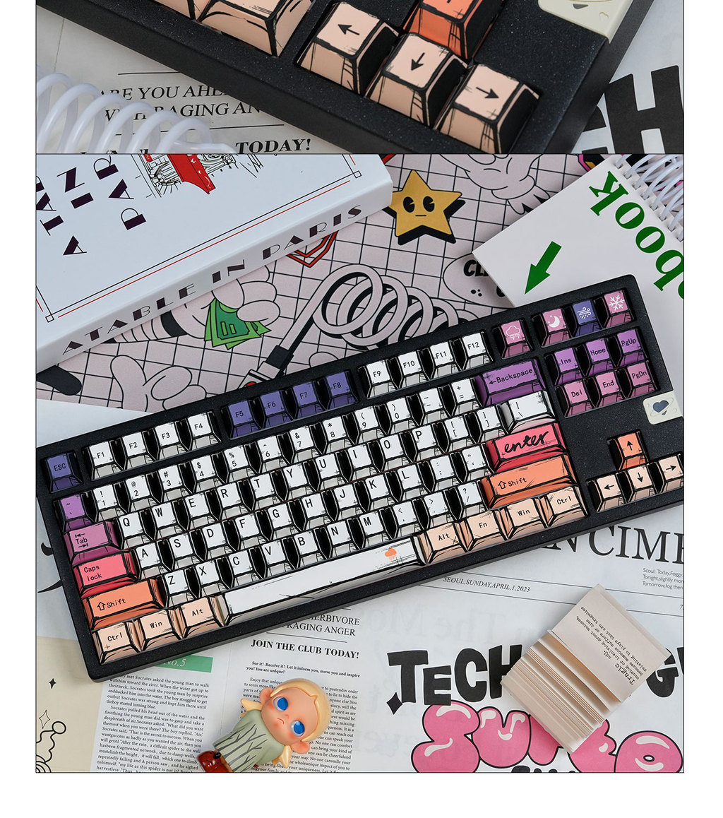 Smoke and Cloud Graffiti Keycaps Cherry Profile PBT Material Colorful ...