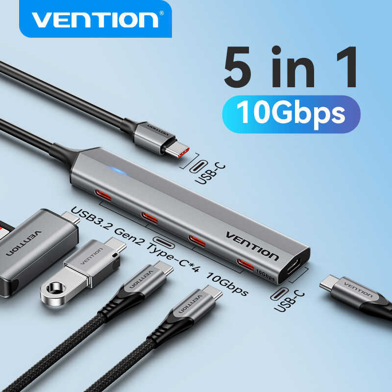 Vention 5 In 1 Mini Hub USB 3.2 Gen 2 Type C 10Gbps For Windows Macos ...