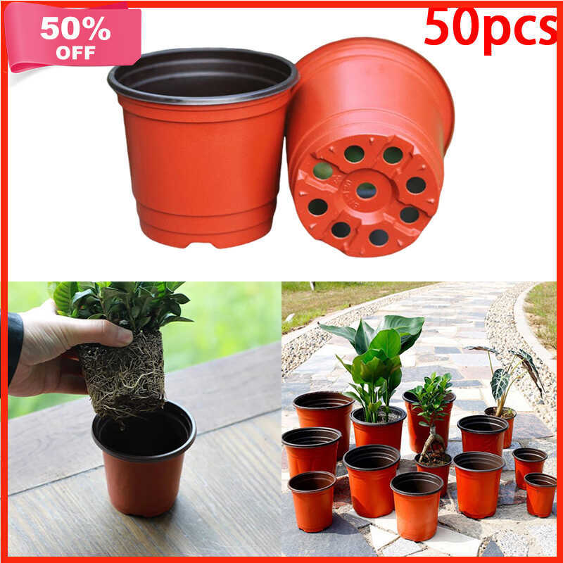 50Pcs Flower Pot Soft Nursery Garden Plastic Plant Pots Desktop Potted ...