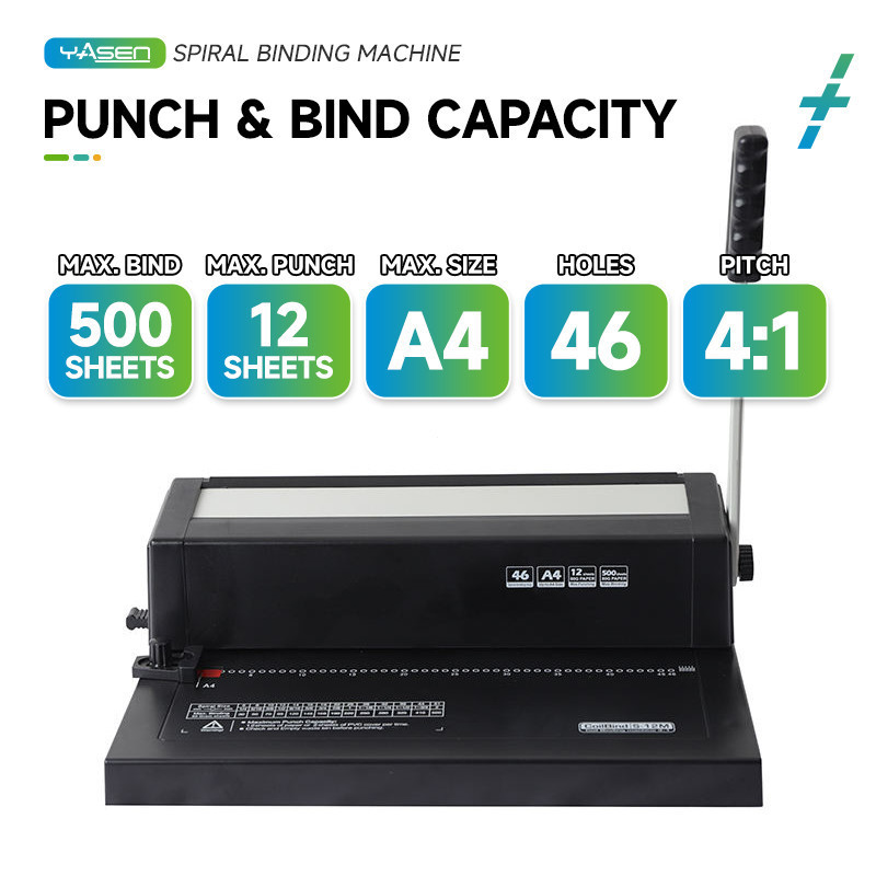 Officom S12M Heavy Duty Spiral Binder: A4 46-Hole for School Projects ...