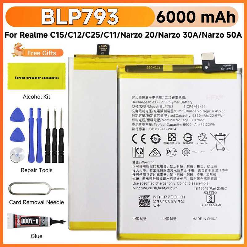 FOR REALME C11 C12 C15 C25 C25s Narzo 20 Battery Blp793 | Shopee ...