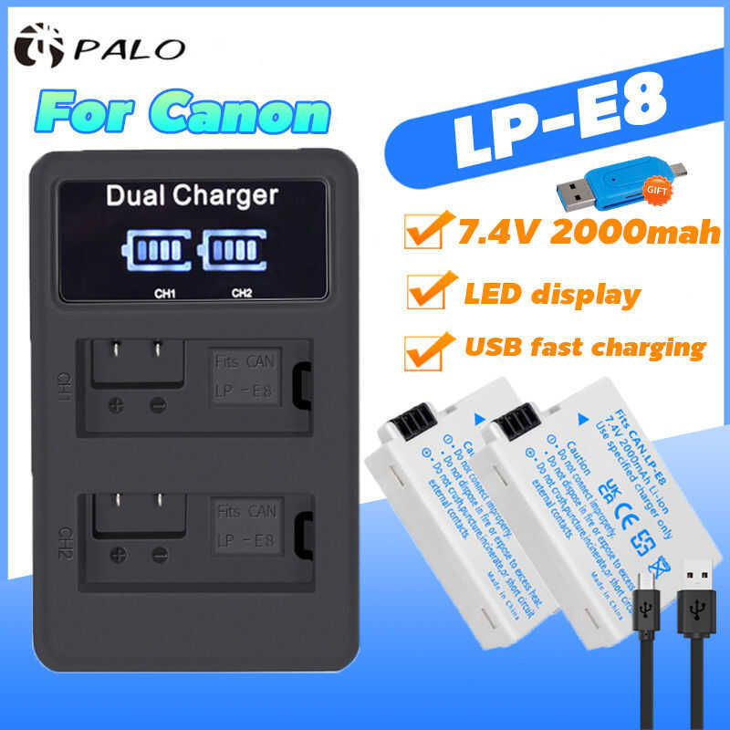 PALO Lp-E8 LP E8 Rechargeable Battery + Charger For Canon EOS Rebel T3i ...