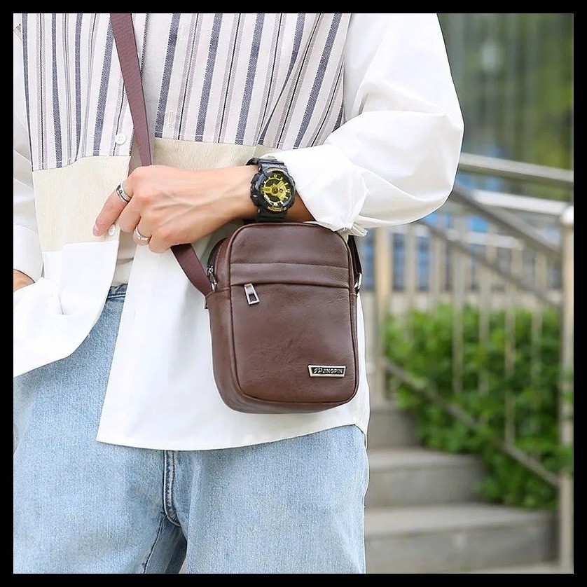 K2 #M2202 Jingpin Leather Sling Bag For Men | Shopee Philippines