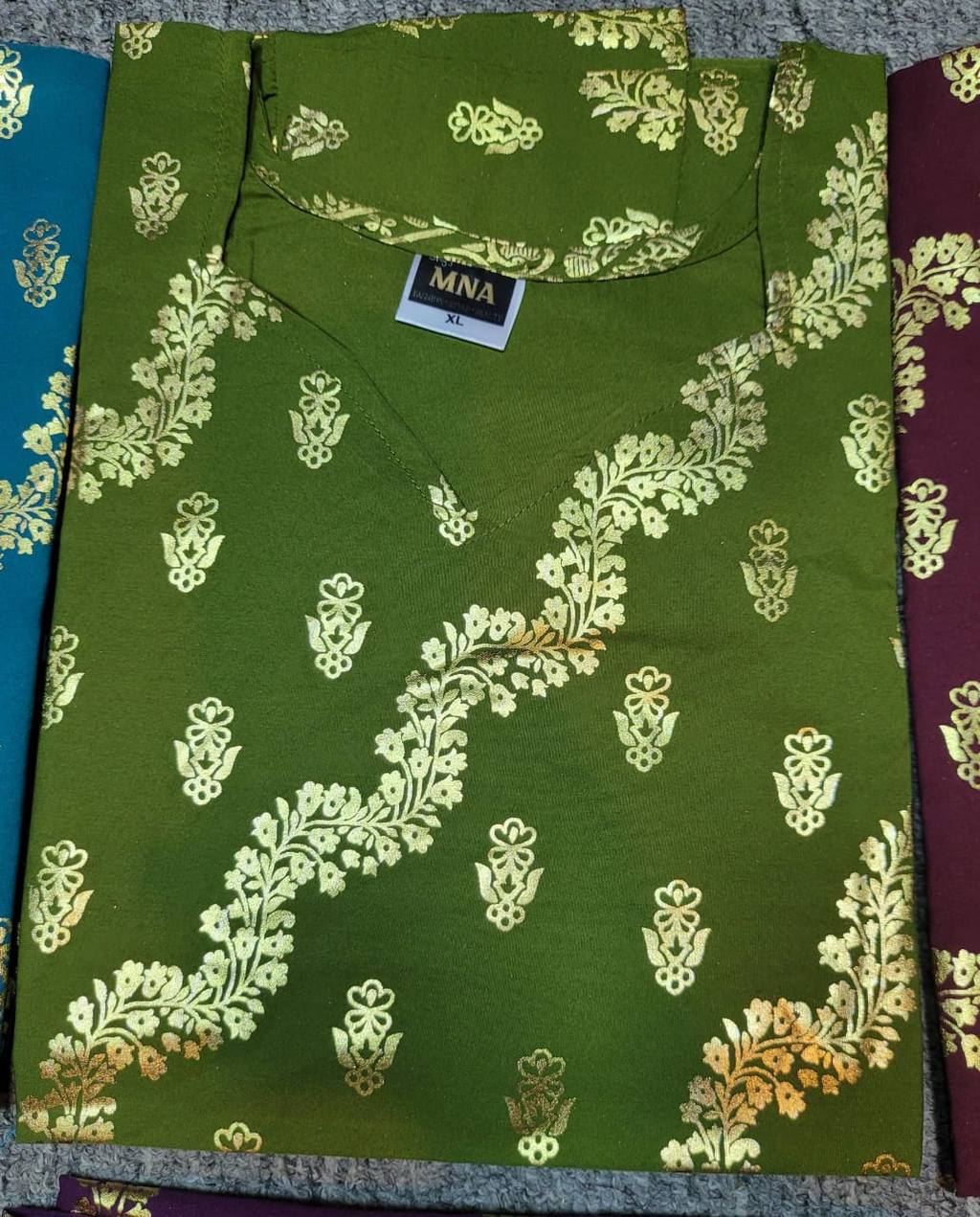 6XL(52) to 11XL(62) Crepe GOLD FOIL Print Kurti Top Plus Sizes for Women Readymade by Zweedy ...