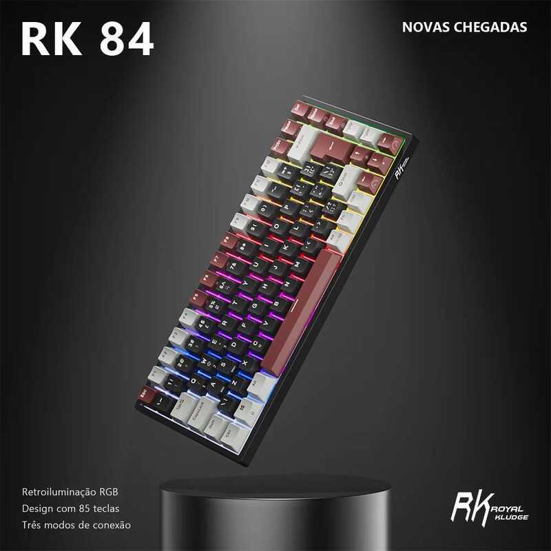 Royal RK Kludge Rk84 Brazilian Nical Gaming Keyboard 84 Keys RGB Tri ...