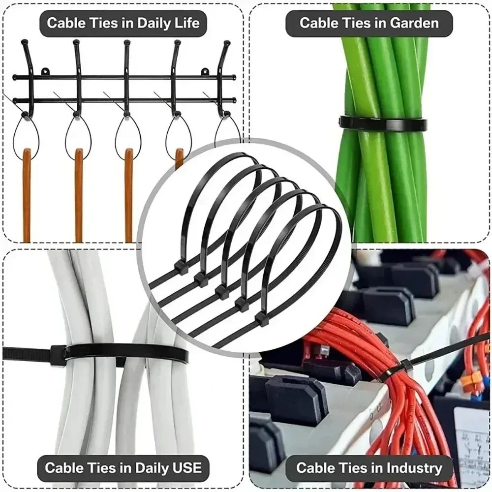 600Pcs Multicolor Self-Locking Nylon Cable Tie Quickly Bundle Plastic ...
