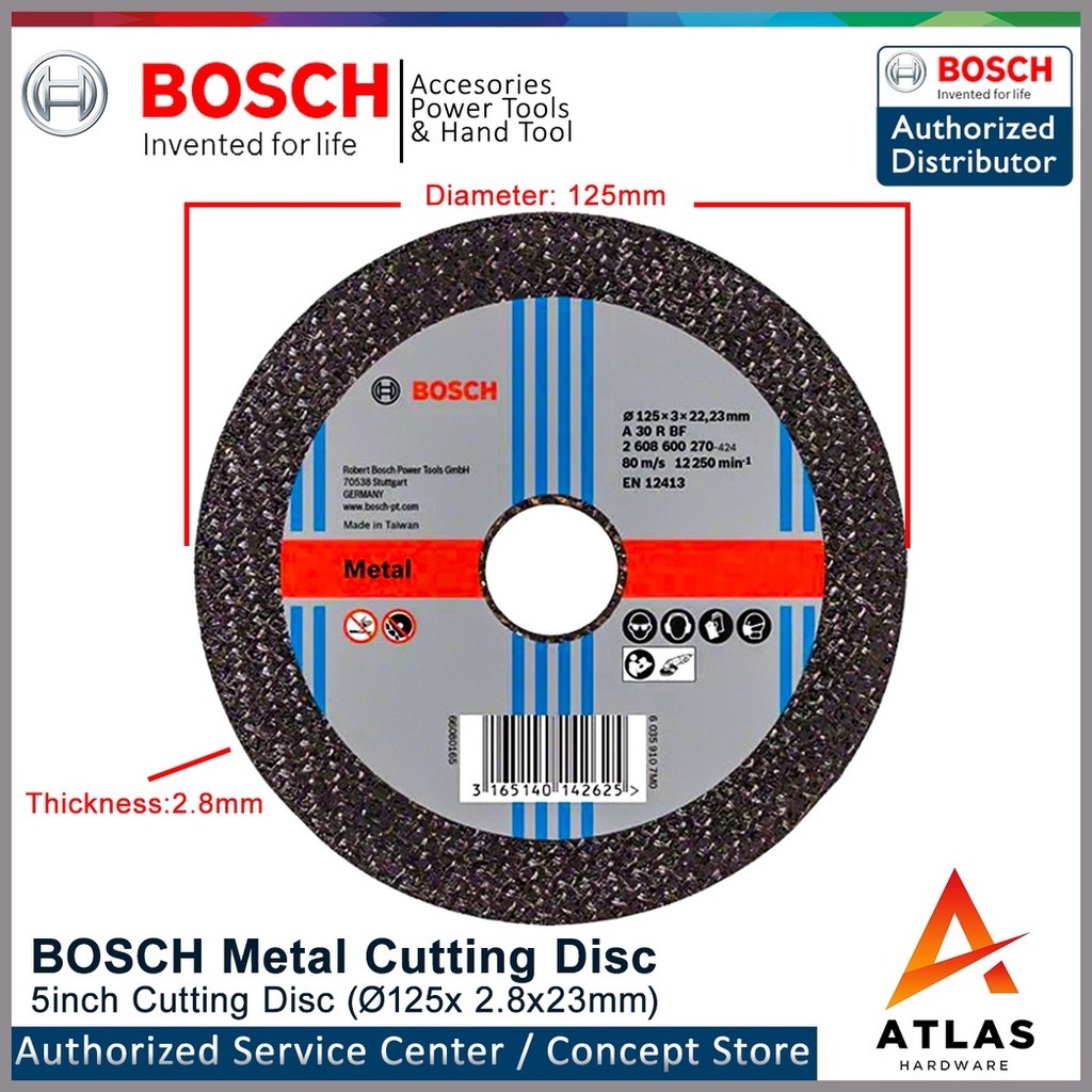 ☑ Bosch 5 inch Cutting Disc for metal (2 608 600 270) | Shopee Philippines
