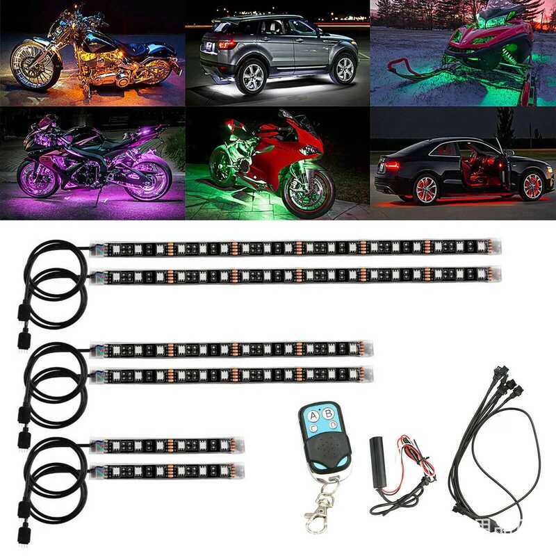 Motorcycle 6Pcs 18-Color LED Neon Moto Wireless RGB Remote Control ...