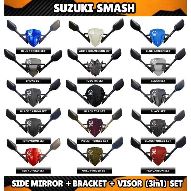 12 SUZUKI SMASH - Side Mirror + Heavy Duty Bracket Visor (3In1) 1613F ...