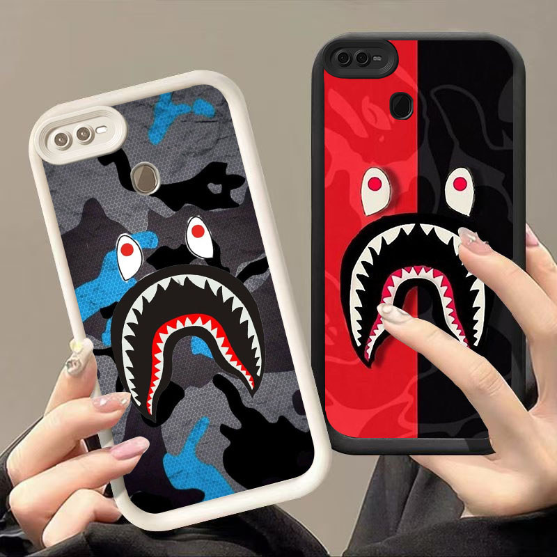 GK-6 Bape Shark Silicone Black White Casing for OPPO Realme A12 F9 A12s ...