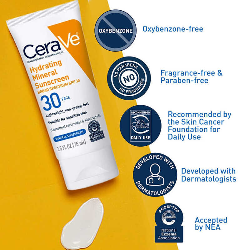 Dermacare Cerave Hydrating Mineral Sunscreen SPF 30 With Zinc Oxide ...