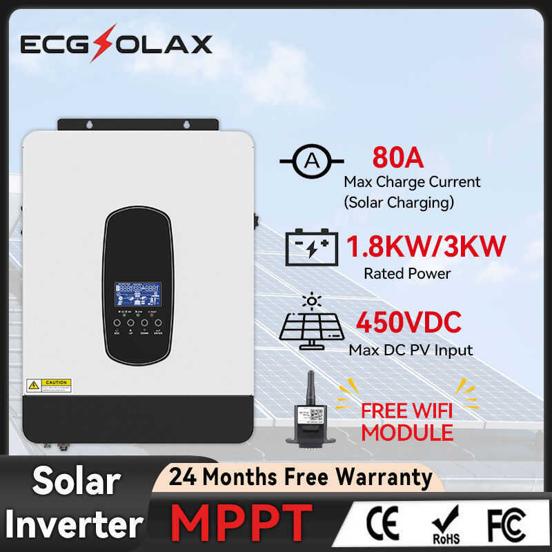 ECGSOLAX Hybrid Solar Inverter 1.8Kw/3Kw Off Grid 12V/24V 230V Built In ...