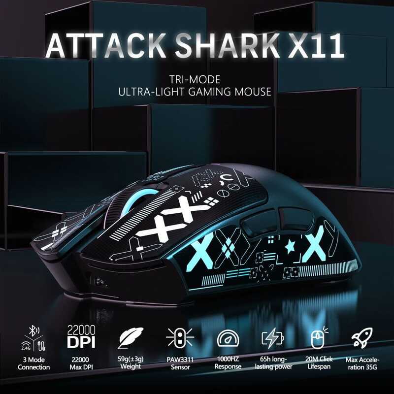 ATTA X11 SHARK X11 Wireless Gamer E With Charging Dock Pixart Paw3311 ...