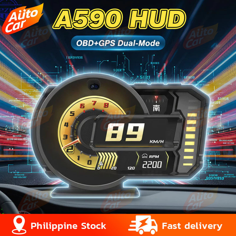 A590 Car Head Up Display HUD OBD+GPS Dual System Digital Scanner Speed ...