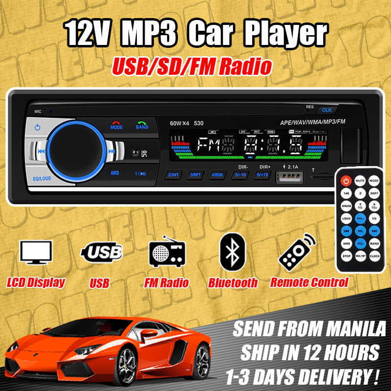 1 Din Car Radio Audio Player Bluetooth Stereo Mp3 60Wx4 Support Usb/Sd ...