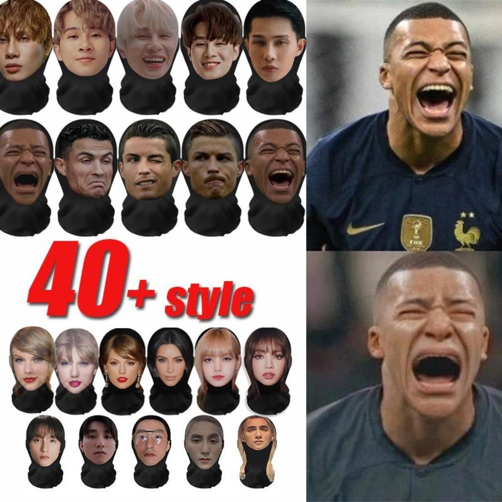 3D Funny Face Mask Balaclava Ronaldo Messi Mr Bean Jason Statham Creative Cosplay Full Facial ...