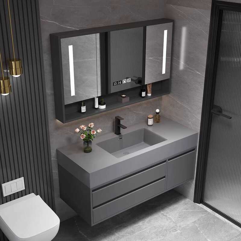New Set for Home Use Integrated Rock Slab Washbasin Sink Cabinet ...