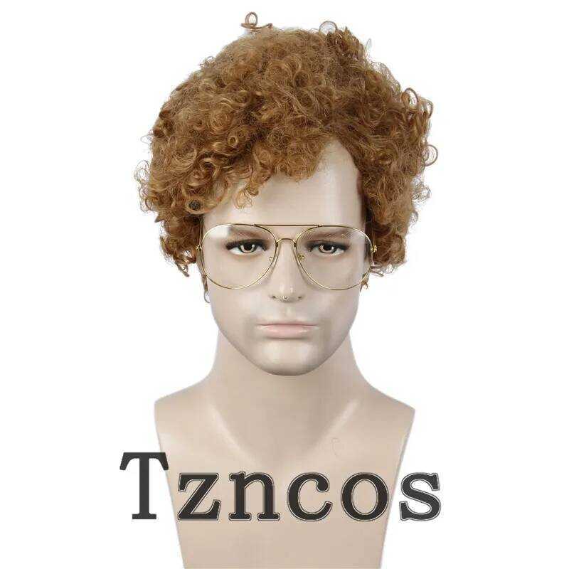 Tzncos Napoleon Cosplay Wigs Brown Curly Wig With Glasses Heat ...