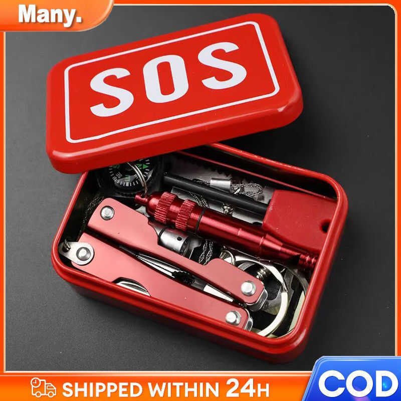 Portable SOS Survival Box Outdoor Tool Storage Kit Metal First Aid ...