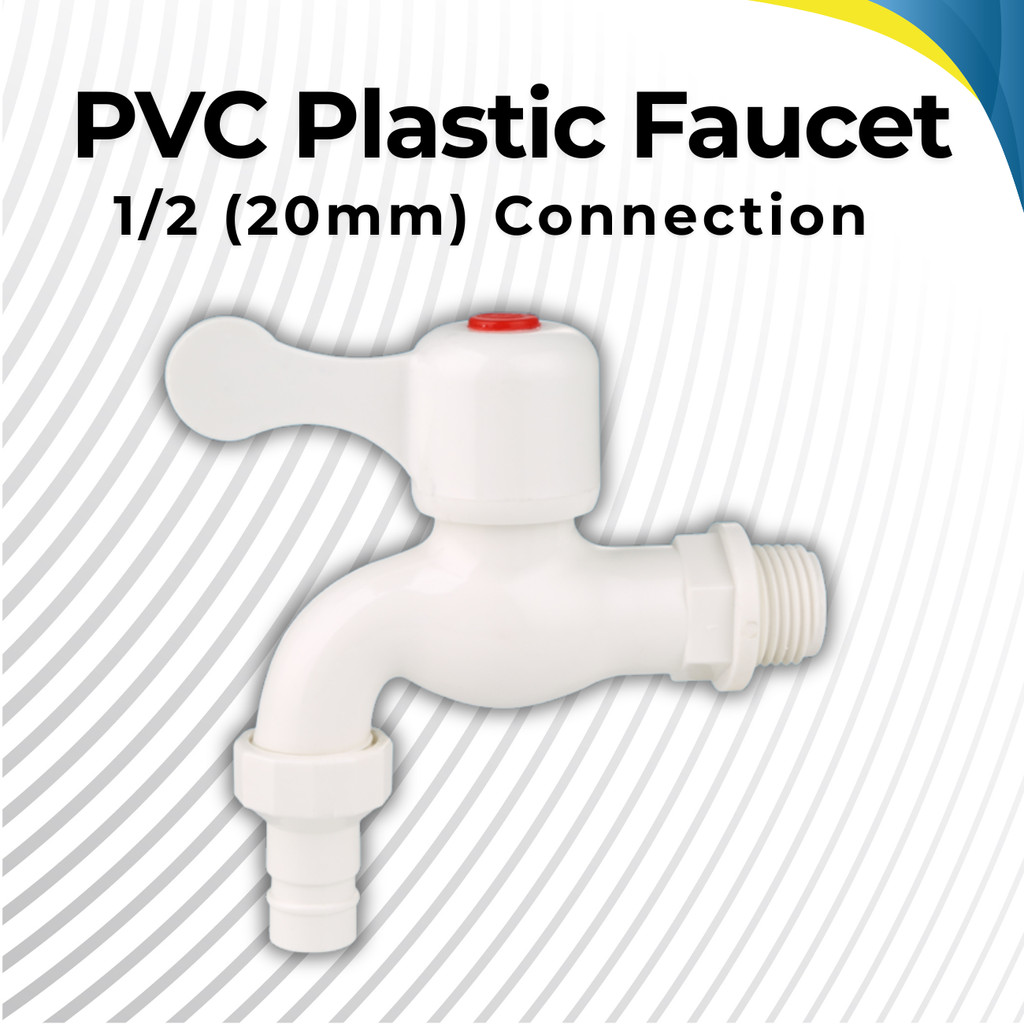 Plastic PVC Spigot Faucet With Hose Connector 20mm White Multipurpose ...