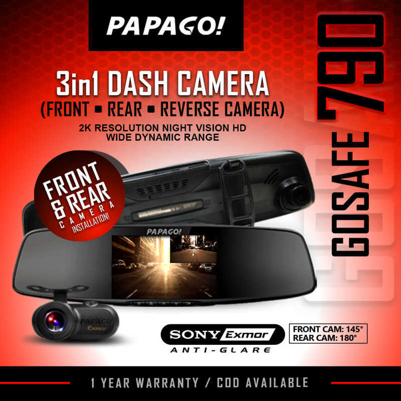 PAPAGO GOSAFE 790 - 3In1 Front/Rear/Reverse Full-Hd DASH CAMERA ...