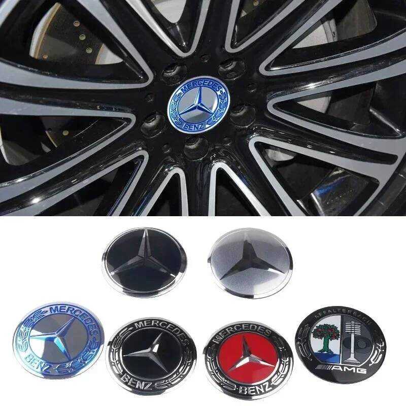 4Pcs 56Mm Car Wheel Hub Cap Stickers Aluminium Accessories For Mercedes ...