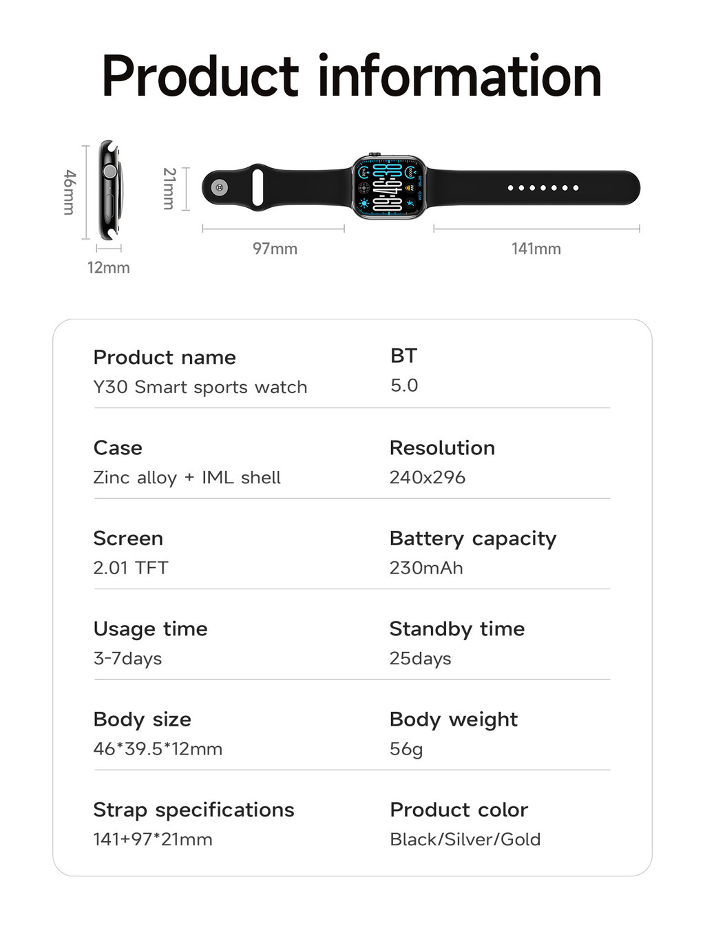 [call version] Hoco Y30 Smart Watch Bluetooth 5.0 Men Sports Fitness ...