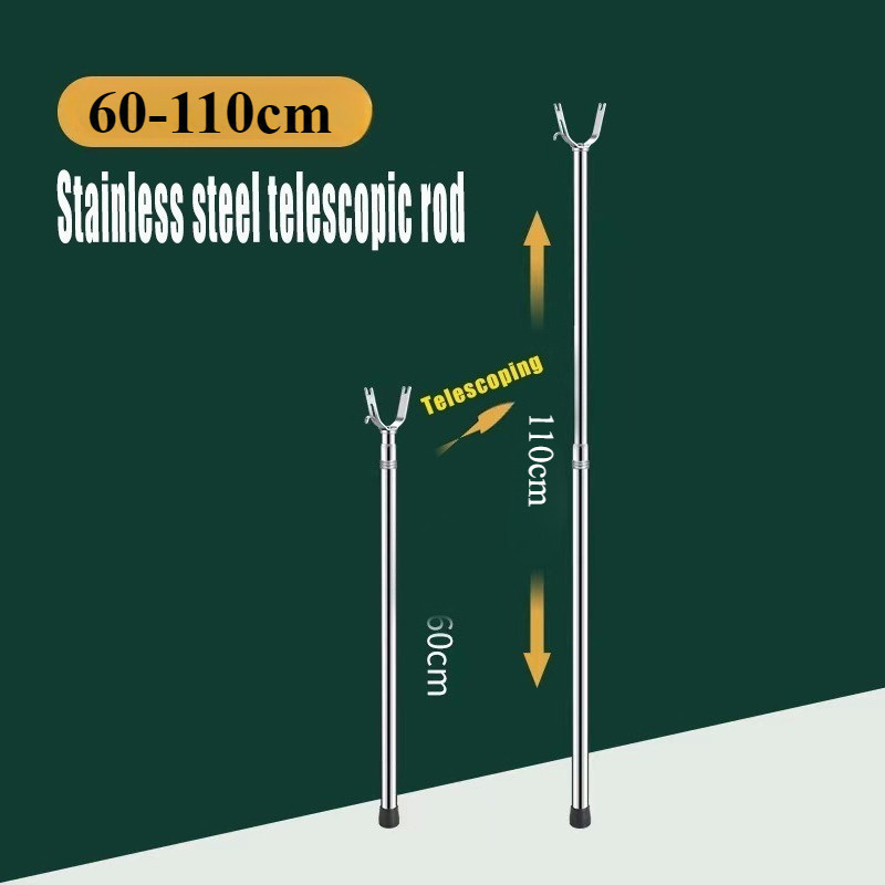 1Pcs 100cm Stainless Steel Clothesline Fork Thickened Scalable Laundry ...