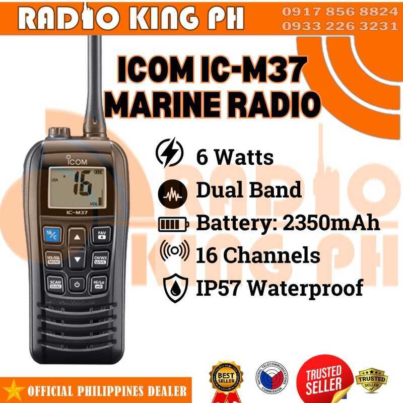 ICOM Ic-M37 VHF Marine Tranceiver Band Radio 6W Water And Splashproof ...