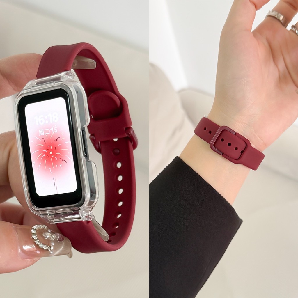 Transparent Case + Silicone Strap for Huawei Band 8 9 10 NFC Soft Watch ...