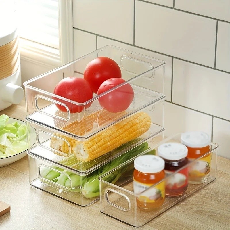 S/M/L Stackable Refrigerator Organizer Bin - Clear Kitchen Food Storage ...