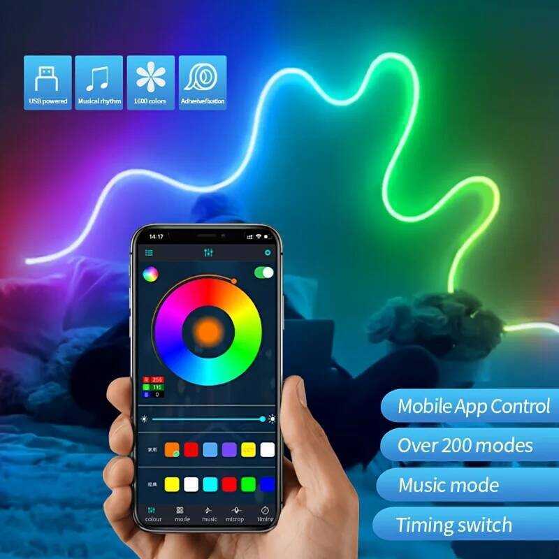Yy Smart Wifi RGBIC LED Strip Light, App/Voice Control, USB 5V Neon ...