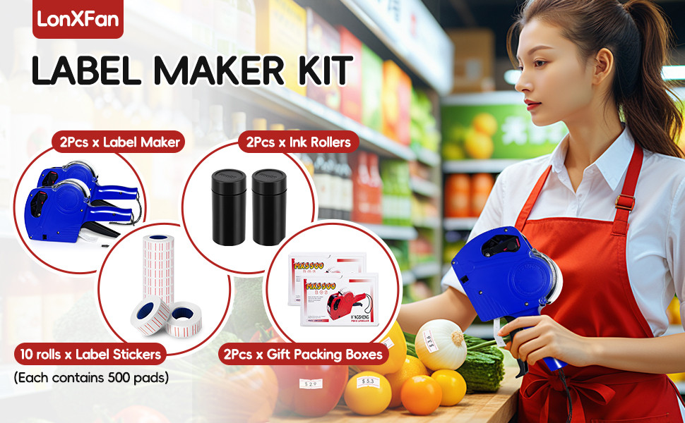 2-Pack Label Gun Pricing Tag Machine with Inker Rollers and Price ...