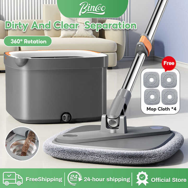 Bincoo Mop For Floor Cleaning Spin With Squeezer Heavy Duty 360 ° Easy ...