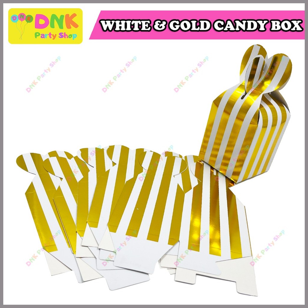 ∜ 6 pcs Elegant White and Gold Candy Loot Box Lootbox Give Away Party ...