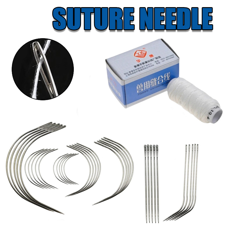 10 Needles/Set Curved Surgical Suture Needles With Suture Thread, For ...