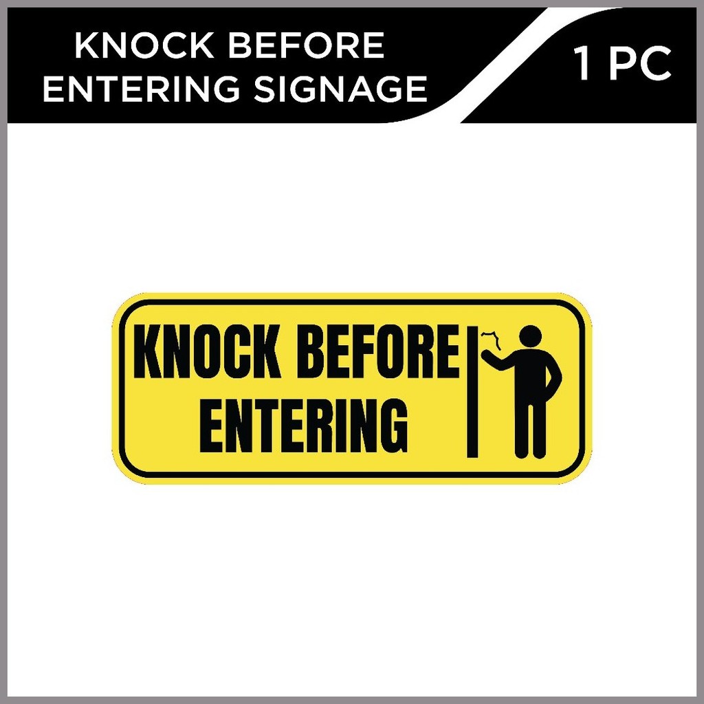 Dsign Knock Before Entering 10x4" Sticker Signage, Waterproof Sticker ...