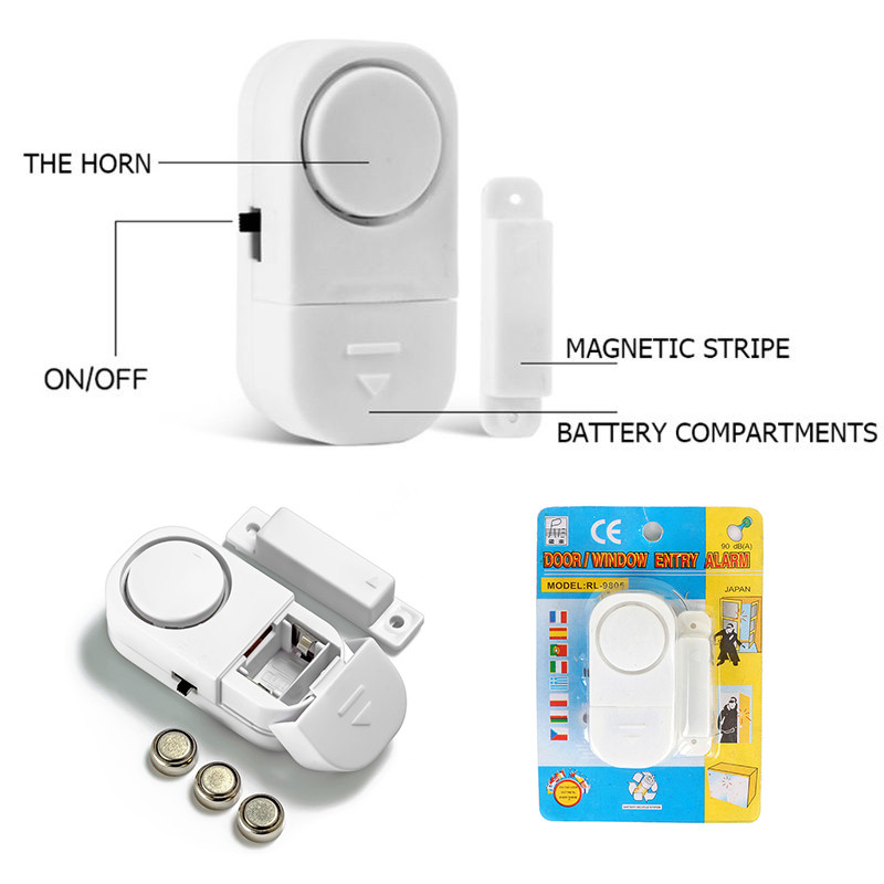 90dB Wireless Window Door Alarm Easy Install Home Security Anti-Theft ...