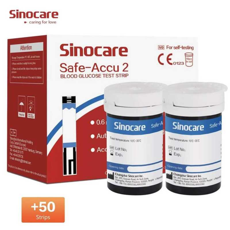 Sinocare Test Strips 50Pcs For Safe Accu2 Glucometer Only 69F | Shopee ...