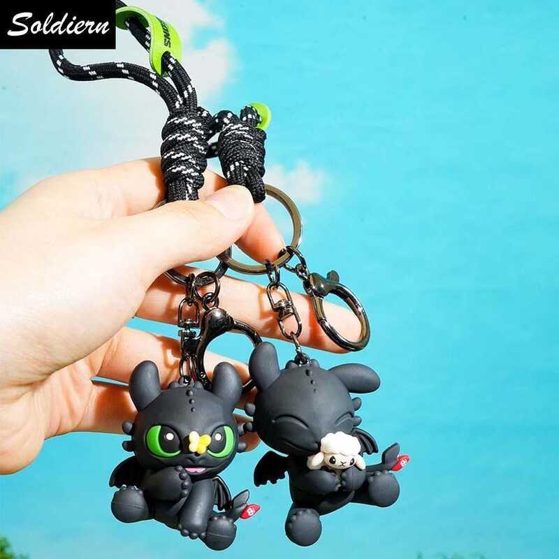 SOLDIERN Black Toothless Key Chain Cute ABS Cartoon Doll Pendant Funny ...